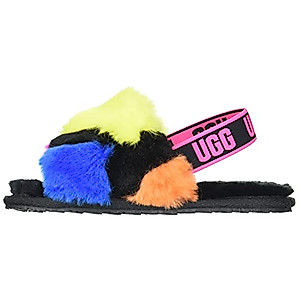 UGG Girls T Fluff Yeah Party Spots Slipper, Black, 10 Toddler