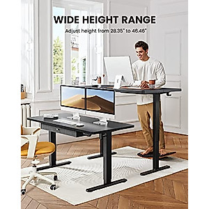 ErGear Electric Standing Desk with Drawer, Adjustable Height Sit Stand Up Desk, Home Office Desk Computer Workstation, 48x24 Inches, Black