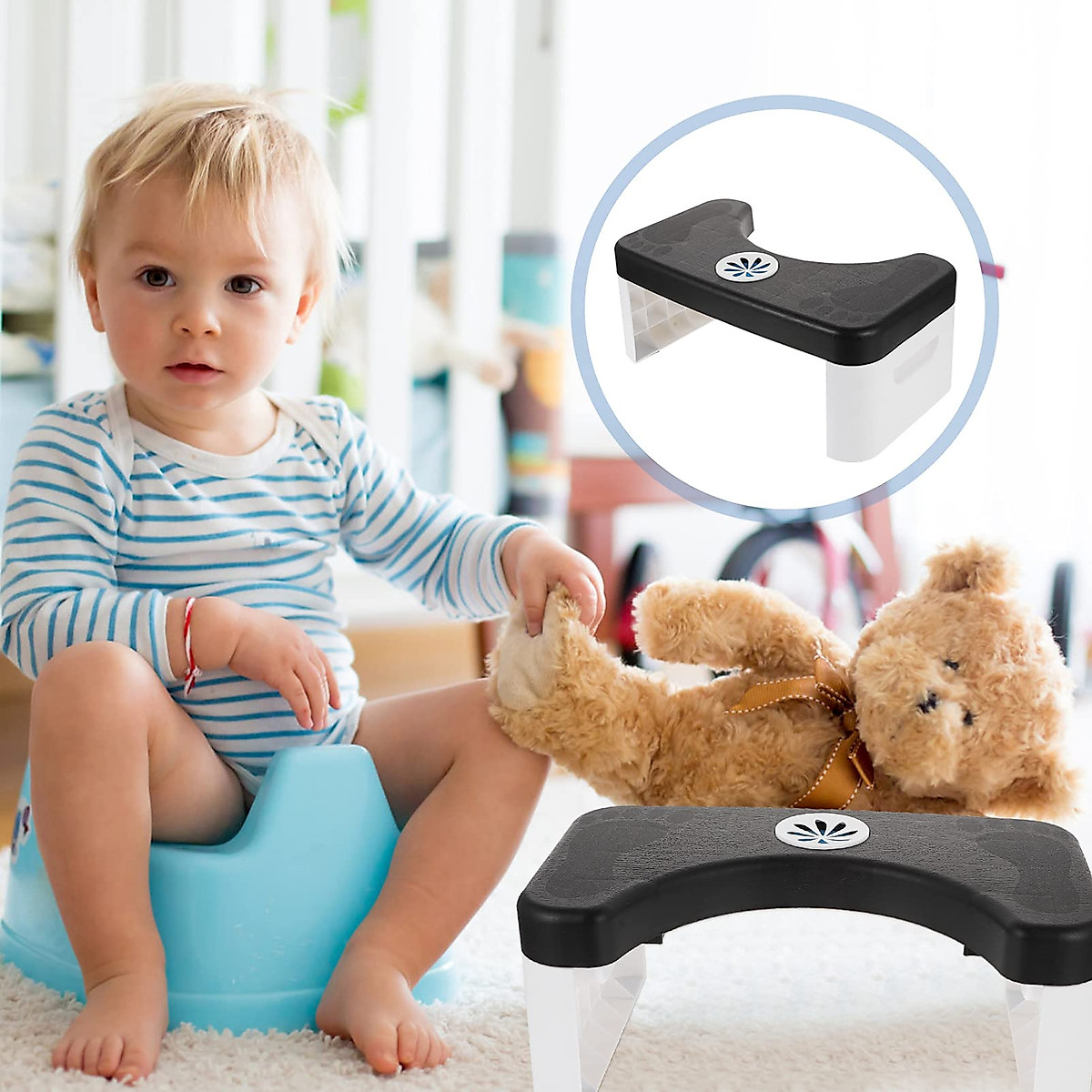 Step Stool Bathroom Footstool Foldable Toilet Stool Household Step Stool Toilet Stool Household Step Stool Potty Training Stool Foot Black