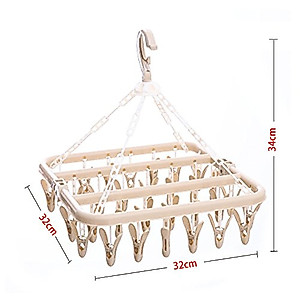 EKDJKK Clothes Drying Hanger with 32 Clips,Baby Clothes Drying Rack,Sock Clips for Laundry Foldable Clothes Hangers for Drying Socks,Towels,Underwear,Bras,Diapers,Baby Clothes,Gloves,Hats