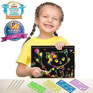 ZMLM Scratch Paper Art Craft Gift: 2 Pack Rainbow Scratch Set for Kids Drawing Coloring Craft Black Magic Art Supplies Kits Easter Basket Stuffers for Girls Boys Birthday Valentines Day Toys