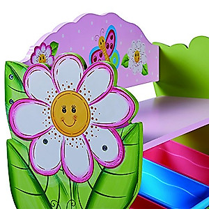 Fantasy Fields - Magic Garden Kids Wooden Furniture, Toy Organizer with 6 Removable Bins and Extra Storage, Combo Shelf, Pink