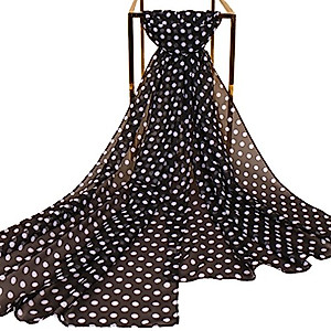 LMVERNA women's polka dot scarves printing chiffon silk scarf lightweight summer long scarfs wrap black (Black+White)