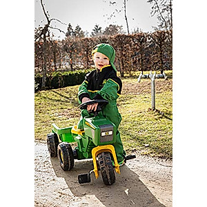 Rolly Toys John Deere 3-Wheel Trac with Trailer Ride On, Green/Yellow (52769)
