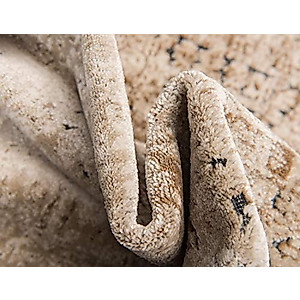 Unique Loom Chateau Collection Distressed, Textured, Vintage, Border, Rustic, Traditional Area Rug, 4 ft x 6 ft, Beige/Light Brown