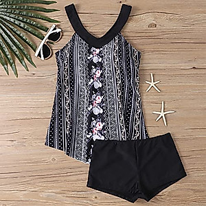 Nadition Tankini Bathing Suits for Women One Piece Swimsuit Women Womens Tankini Bathing Suits Two Piece Swimsuit(Black,Medium)