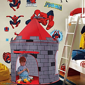 LimitlessFunN Knight Castle Pop Up Kids Play Tent | Includes Star Lights & Carrying Case |, Children Indoor Castle Playhouse for Boys, Toddlers, 41" D x 41" W x 53" H