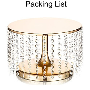 Inweder Tall Wedding Cake Stand - 12" Small Metal Cake Stand with Chandelier Crystal, Gold Mini Cake Pedestal Stand Cake Plate, Cake Stands for Dessert Table, Wedding, Party, Event, Home Decor