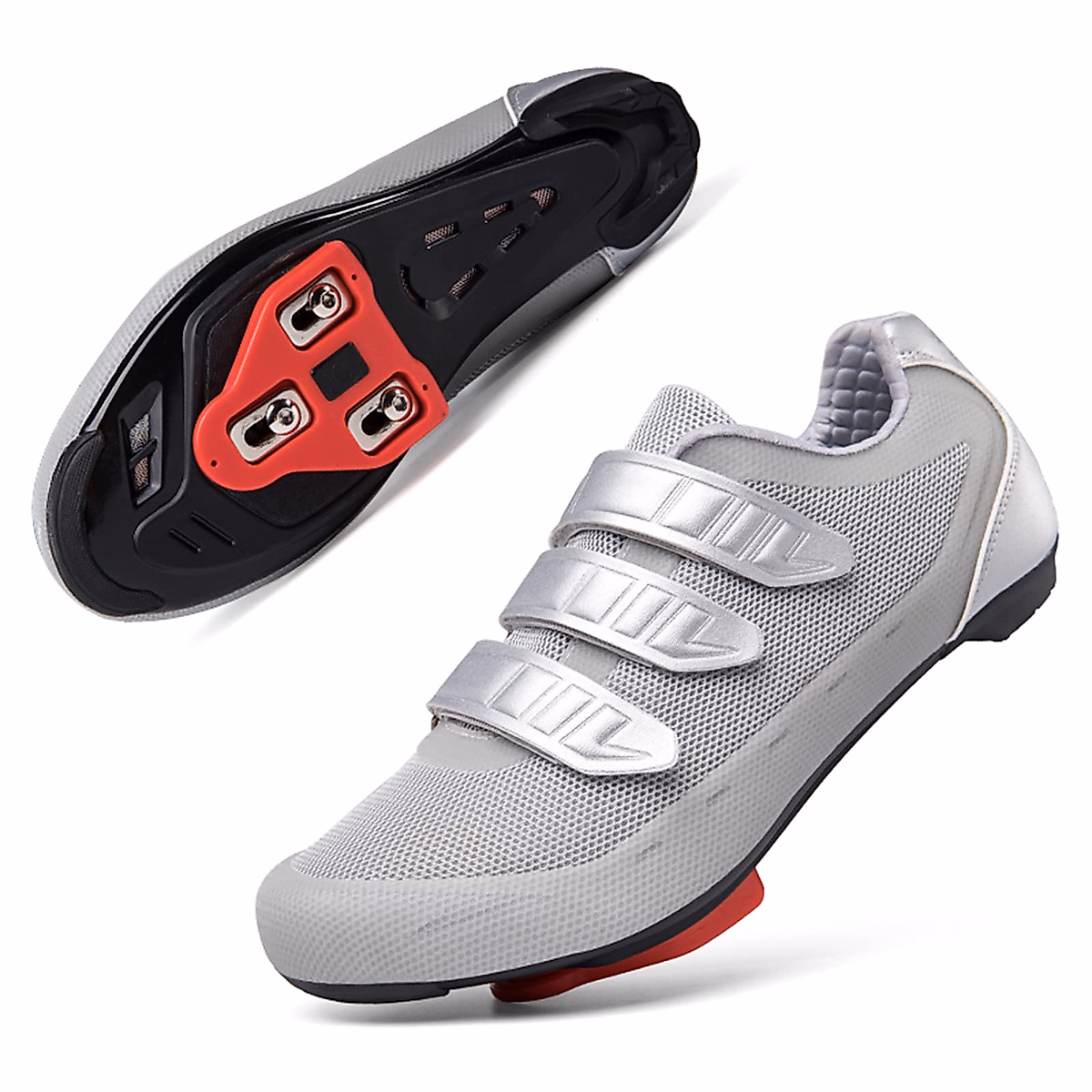 Mens Womens Indoor Cycling Shoes Compatible with Peloton Bike Shoes Cycling Shoes with Delta Cleats Clip Outdoor Pedal SPD Road Bike Shoes,Gray