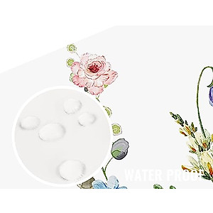 Allenjoy Watercolor Abstract Floral Lightweight PEVA Waterproof Shower Curtain with 12 Plastic Hooks 72"x72"