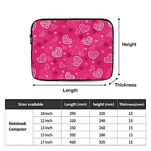 Pink Bright Heart Pattern 13 inch Portable Laptop Sleeve Compatible with MacBook Air Notebook Computer Case for Men Women College School Students