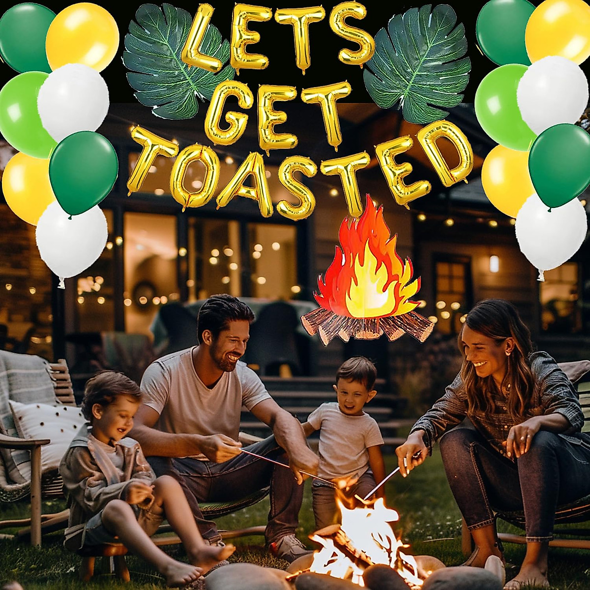 Let’s Get Toasted Balloons Banner, Camping Themed Birthday Baby Shower Bachelorette Decorations, Happy Camper Wild In The Woods Weekend In The Woods Cabin Glamping Mountain Lake Hiking Woodland Campfire Adventure Welcome To Campsite Party Decorations