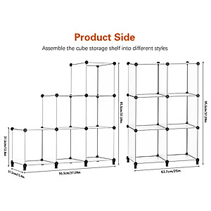 Closet Organizers and Storage 162L Closet Organizer 6 Cube Closet Shelves with Hook for Handing Storage Shelves for Storage Bins for Closet Storage