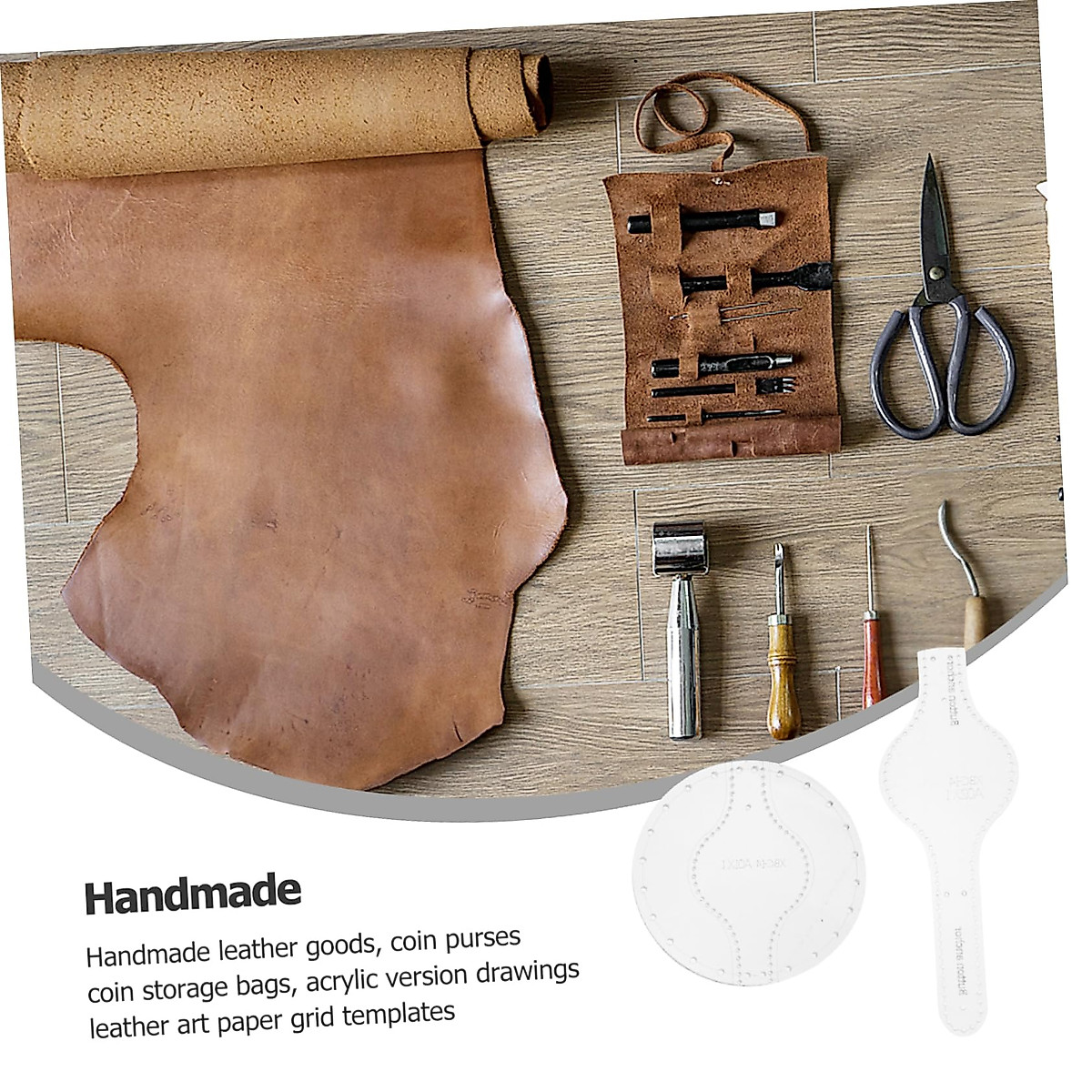 TEHAUX 2pcs Leather Pattern Template Transparent Wallet Stencil DIY Purse Tool Wallet Leather Pattern Stencil Leather Patterns Templates DIY Material Coin Purse Acrylic Handmade Supplies