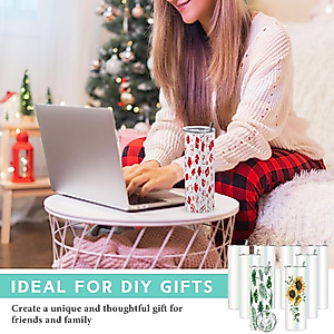 Roshtia 8 Pack Sublimation cups 20 oz Straight Skinny Tumbler Stainless Steel Glitter Tumblers Blank Double Wall Insulated Cups with Straw Brush, Lid and Straw for DIY Gift