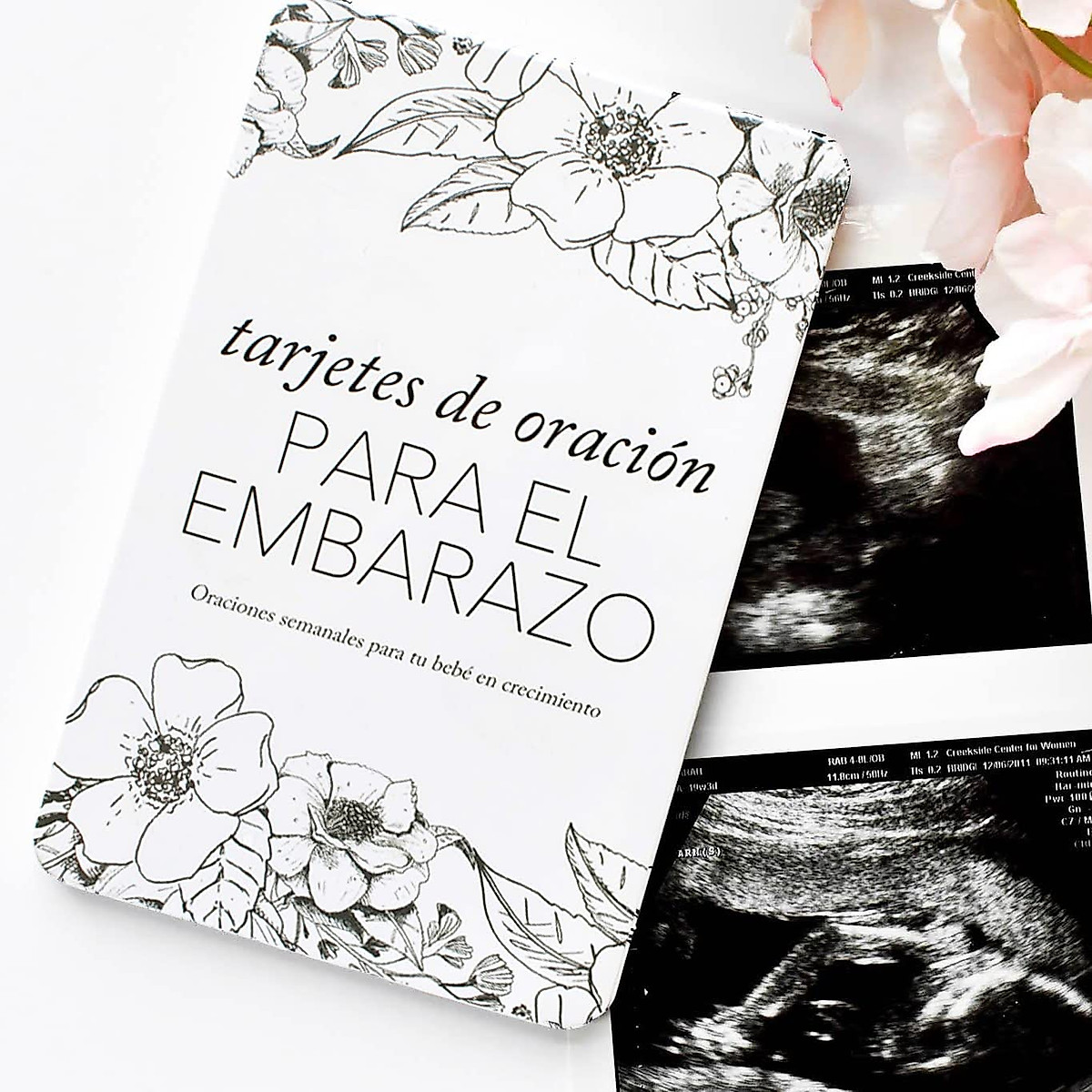 DUNCAN & STONE PAPER CO. Spanish Pregnancy Prayer Cards (20 Cards) - Pregnancy Announcement for Parents or Grandparents - Baby Prayer Cards for Mom to be Gift Basket