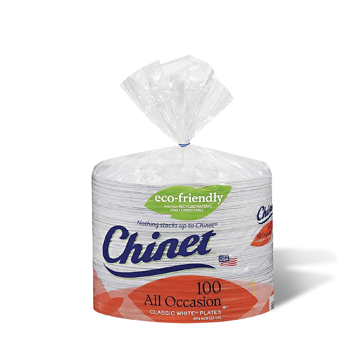 Chinet Classic White, Round All Occasion Fiber Plates, 8.75 Inch, 100 Count