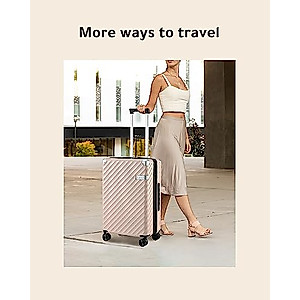 LUGGEX Pink Carry On Luggage 22x14x9 - PC Expandable Hard Shell Suitcase with Spinner Wheels