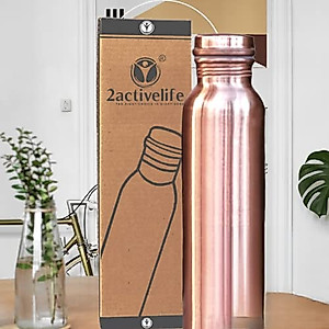 2activelife-Copper Water Bottle (34 Oz) Immunity Booster |Ayurvedic Copper Vessel - Drink More Water and Enjoy The Health Benefits Immediately/Yoga Bottle