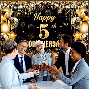 5th Work Anniversary Decorations Happy 5th Workiversary Banner Black ...