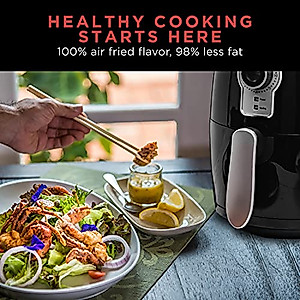 Chefman Small Compact Air Fryer Healthy Cooking, 2 Qt Nonstick, User Friendly and Adjustable Temperature Control w/ 60 Minute Timer & Auto Shutoff, Dishwasher Safe Basket, BPA-Free, 2 Quart, Black