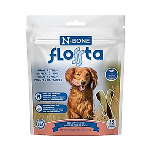 N-Bone FLOSSta Dual Action Dental Chews Beef Liver Flavor, 12-oz Bag