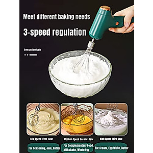 Mini Hand Mixer, Household Cordless Electric Hand Mixer,USB Rechargable Handheld Egg Beater with 2 Detachable Stir Whisks with 3 Speed Modes for Kitchen Baking and Baby Food