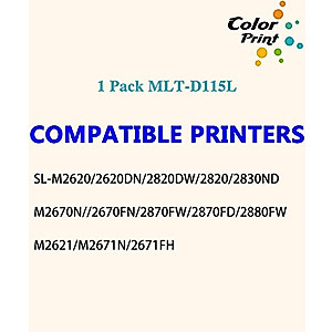 (1-Pack, Black) ColorPrint Compatible MLT-D115L Toner Cartridge Replacement for Samsung MLTD115L 115L D115L Xpress SL-M2830DW SL-M2880FW SL-2620ND SL-2820DW 2820ND SL M2670FN M2870FD M2870FW Printer