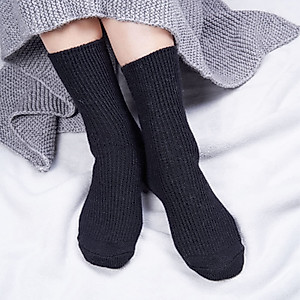 MELUSA 3 Pairs Cashmere Wool Socks for Women, Super Soft Warm Cozy Winter Gift Crew Socks (as1, numeric, numeric_5, numeric_9, regular, regular, Black)