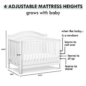 DaVinci Charlie 4-in-1 Convertible Crib in White, Greenguard Gold Certified