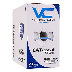 Vertical Cable Cat6, 550 MHz, UTP, 23AWG, Solid Bare Copper,1000ft, Bulk Ethernet Cable - 060 Series, Blue