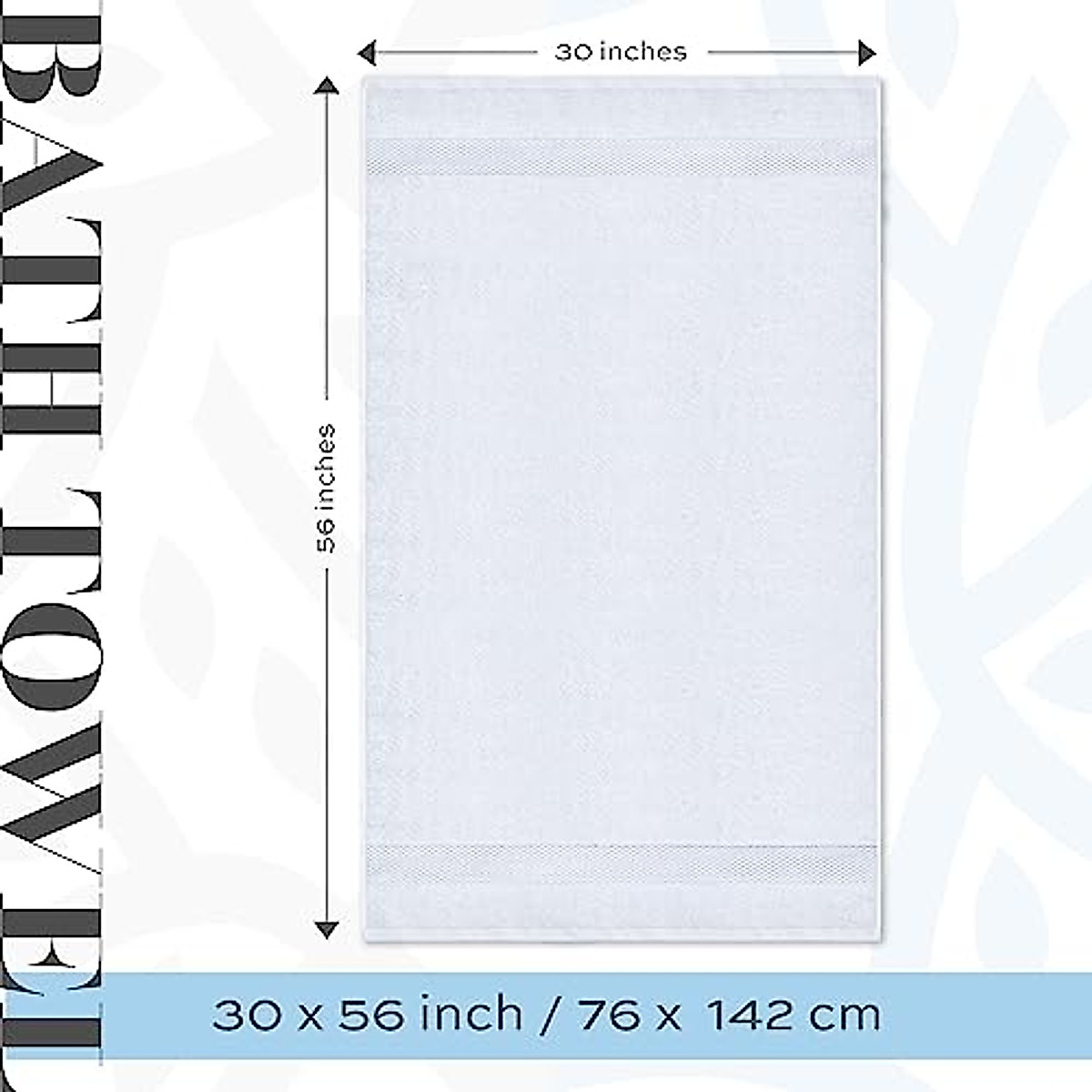 White Classic Luxury Bath Towels Large - Cotton Hotel spa Bathroom Towel |30x56 | 4 Pack | White