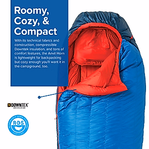 Big Agnes Anvil Horn (650 DownTek) Sleeping Bag, 15 Degree, Wide Long, Left Zip
