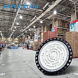 LED UFO High Bay Light, 150W 140LM/W 5000K 1-10V Dimmable,21000LM,IP65 Waterproof,UFO Highbay with 5' cable of US Plug for Commercial Bay Lighting Warehouse Workshop Wet Location, ETL Listed (Black)