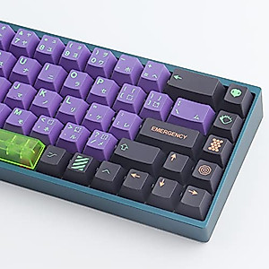 JOMKIZ PBT Keycaps,135 Keys Mecha Dye Sublimation Cherry Profile Keycaps with 7U Clear Spacebar Japanese Keycap Set for Cherry MX Switches US Layout Mechanical Keyboards