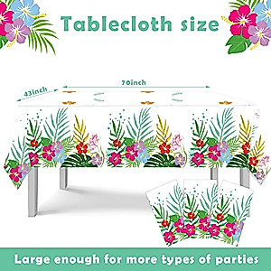 3 Pack Hawaiian Luau Tablecloths for Party Decoration, Hawaii Disposable Plastic Rectangular Table Covers, Aloha Tropical Palm Leaves Table Cloth, Summer Beach Kids Birthday Cocktail Party Supplies