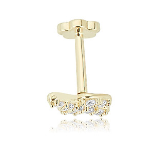 AVORA 14K Yellow Gold Simulated Diamond CZ Cactus Cartilage Piercing Flat Back Earring Body Jewelry (18 Gauge)