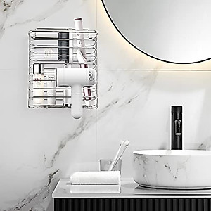 Hair Tool Organizer - Hair Accessories Organizer, Hair Dryer Holder, 304 Stainless Steel Bathroom Blow Dryer Holder for Hair Dryer, Straightener, Flat Iron, Curling Wand - Wall Mount No Drilling