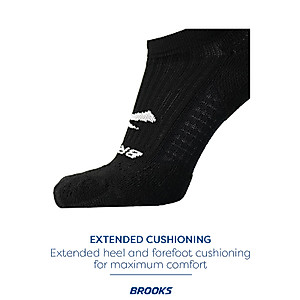 Brooks Ghost No Show Socks I Performance Running Low Profile Socks with Arch Support for Men & Women - Black - X-Large
