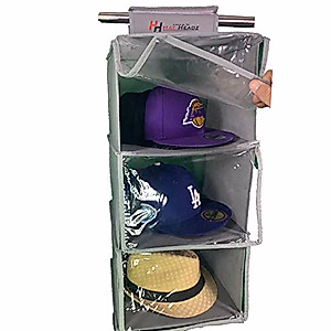 Hat-Headz Hanging Closet Organizer 6 Shelves PVC Curtain Protection 12”x 12” 48" Closet Organizers and Storage Hanging Shoes Hats Bags and More -Grey