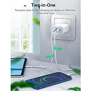 USB C Charger, Amoner 40W for iPhone 13 Fast Charger, Dual Ports USB-C Wall Charger with PD 3.0 Power Delivery Adapter for iPhone 14/13/12/12 Pro/12 Pro Max/12 Mini/11,Galaxy,Pixel 4/3