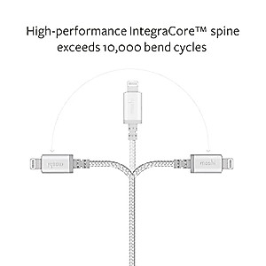 Moshi Integra Lightning to 3.5mm Headphone Jack Adapter [MFi Certified], DAC Chip Integrated, Ballistic Nylon Braiding, Aluminum Housings, Exceeds 10,000 Bend Cycles, for iPhone/iPad, Jet Silver