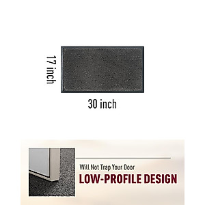 Front Door Mat Indoor Outside Entrance - Outdoor Door Mats Entry Mat Non Slip Water Absorbent Dirt Trapper Welcome Mats Doormats for Entryway Doorway - 17”x30” Black and Grey