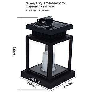 Patio Umbrella Lights - ANDEFINE Outdoor LED Solar Lanterns Waterproof Candle Lamps Decorated in Garden Porch Lawn (Yellow Light, Pack of 1)