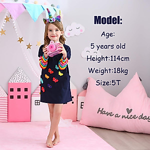 VIKITA Little Girls Dresses Winter Girl Clothes Long Sleeve Navy Dress Xmas Gift for Kids 2-8 Years LH5805, 6T