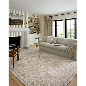 Loloi Odette Collection 6'-7" x 9'-6" Area Rug in Ivory/Beige - Designer Long Runner Rug, Neutral Runner Rug for Hallways & Entryways, High-Traffic Area Rug