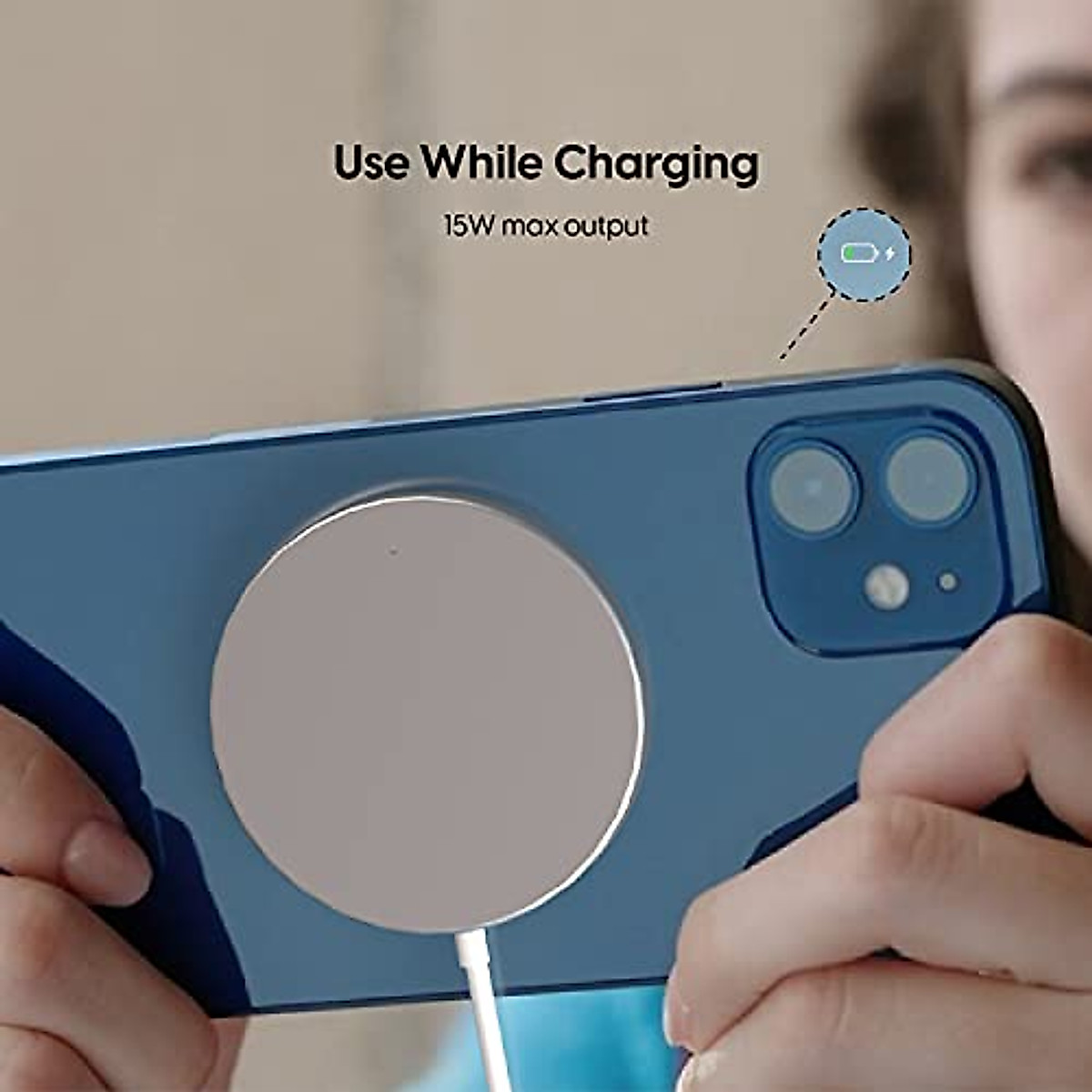 TALK WORKS Magnetic Fast Charge Cord Compatible w/iPhone 15/15 Pro/15 Pro Max, 14/14 Plus/14 Pro/Max, 13/Mini/Pro/Max, 12/Mini/Pro/Pro Max MagSafe Phone Cases -6' USB-C Cable, No Wall Adapter (White)