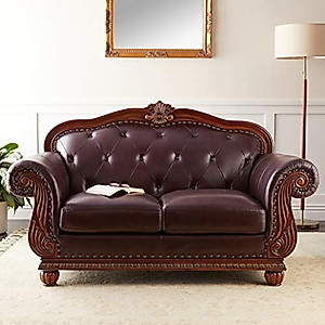ACME Top Grain Leather Loveseat, Dark Brown Leather