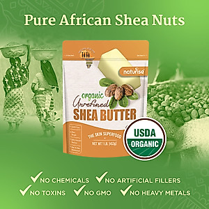 Naturise - African Shea Butter Raw Organic, Pure Shea Butter Raw Organic for Skin and Hair, Shea African Butter Skin Moisturizer, Raw Shea Butter Without Artificial Fillers & GMOs, 1 lb