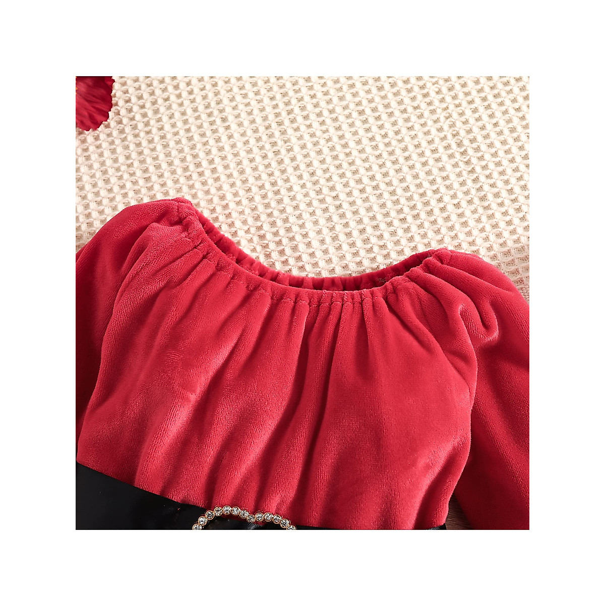 Spring hue Infant Toddler Girls Valentines Day Dress Outfit Love Heart Printed Velvet Long Sleeve Belted Tulle Dress A red 18-24 Months